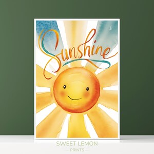 Sunshine Print, Summer Sunshine Poster, Watercolor Sunshine Poster ...