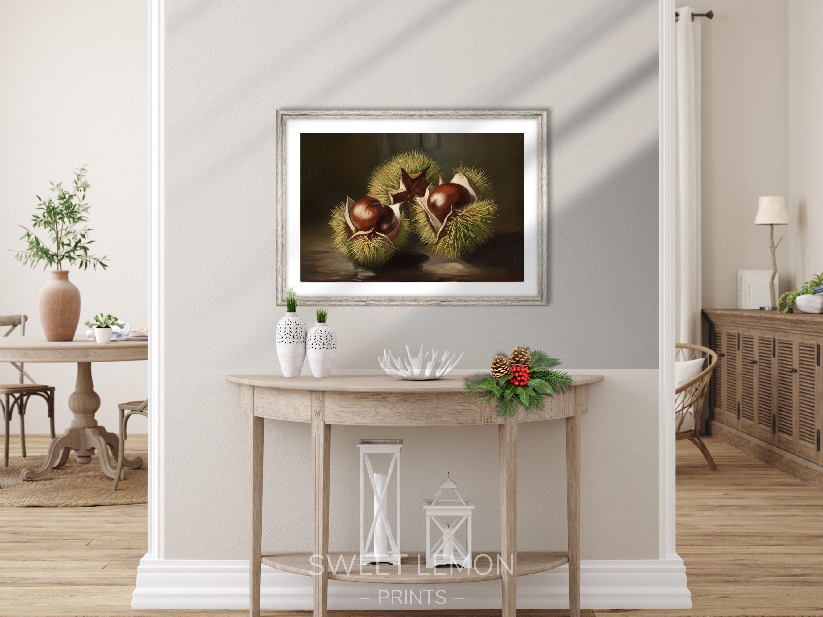 Vintage Chestnut Wall Art, Fall Prints, Rustic Thanksgiving Decor ...