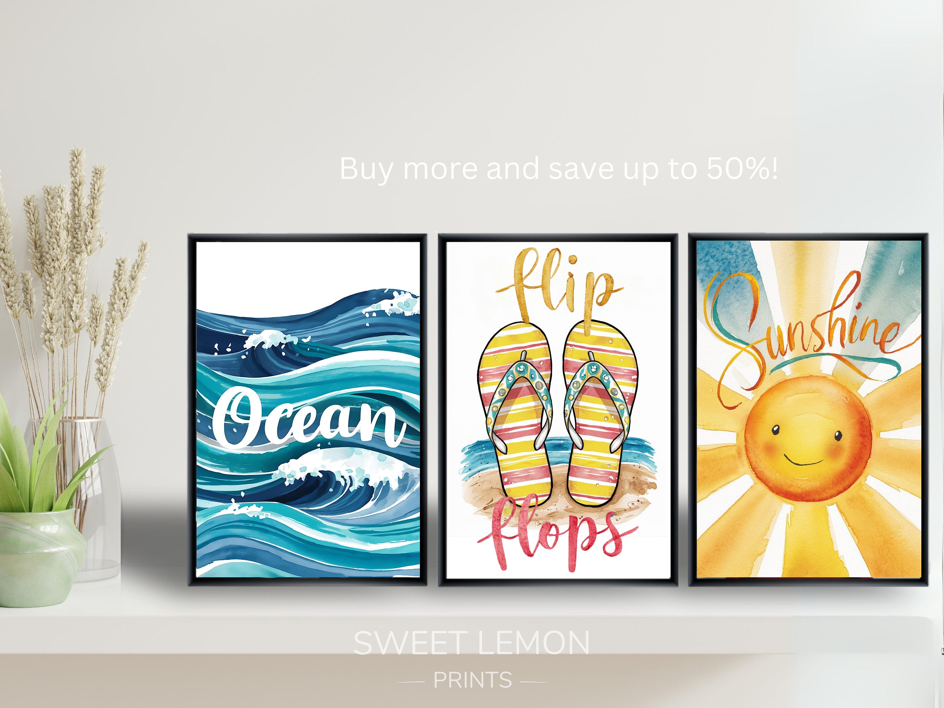Flip Flop Print, Summer Flip Flop Poster, Watercolor Flip Flop Poster ...