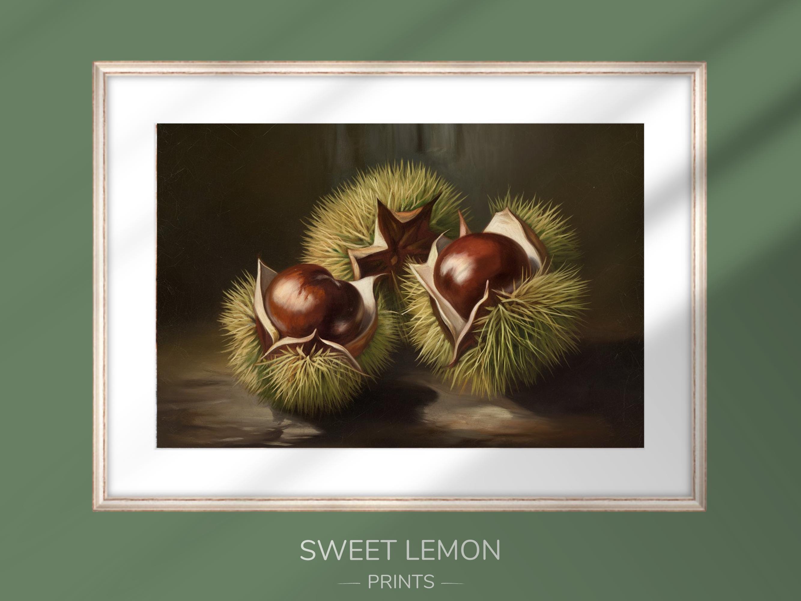 Vintage Chestnut Wall Art, Fall Prints, Rustic Thanksgiving Decor ...