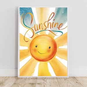 Sunshine Print, Summer Sunshine Poster, Watercolor Sunshine Poster ...