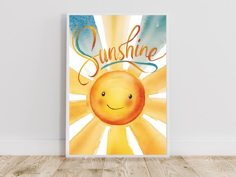 Sunshine Print, Summer Sunshine Poster, Watercolor Sunshine Poster ...