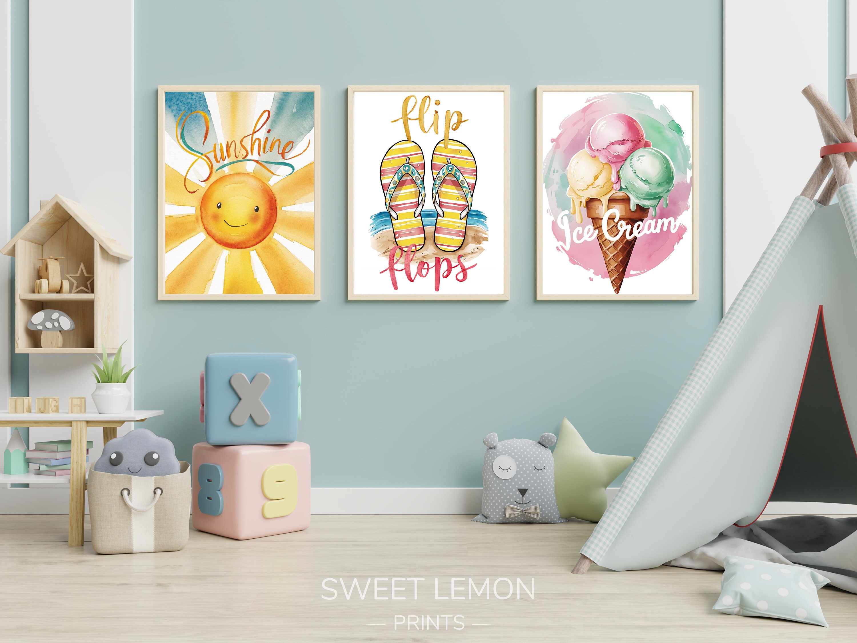 Flip Flop Print, Summer Flip Flop Poster, Watercolor Flip Flop Poster ...