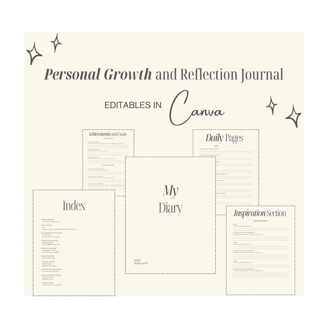 Printable Daily Reflection Journal Personal Growth and Goal Setting ...