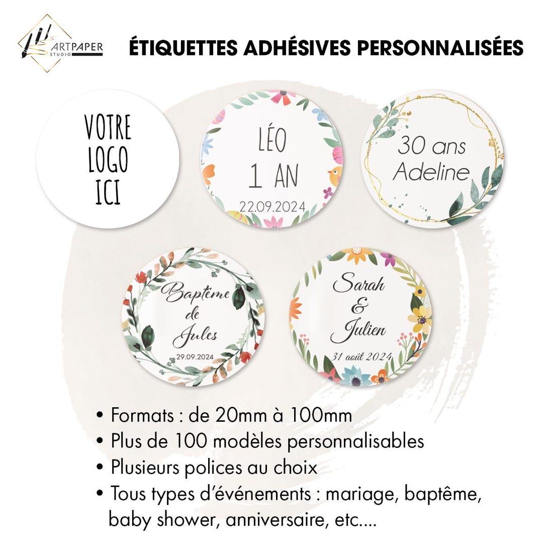 Personalized Adhesive Labels for Weddings, Baptisms, Birthdays ...