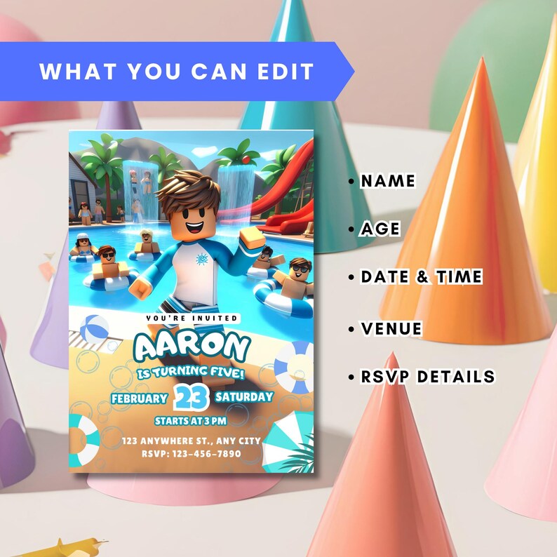 Roblox Pool Party, Pool Party Invitation, Roblox Invitation, Roblox ...