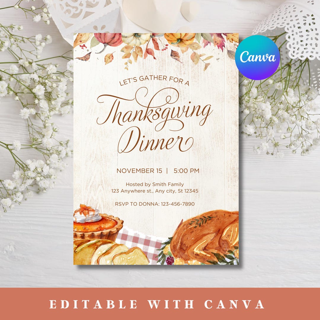 Thanksgiving Invitation, Thanksgiving Dinner Invitation, Friendsgiving ...