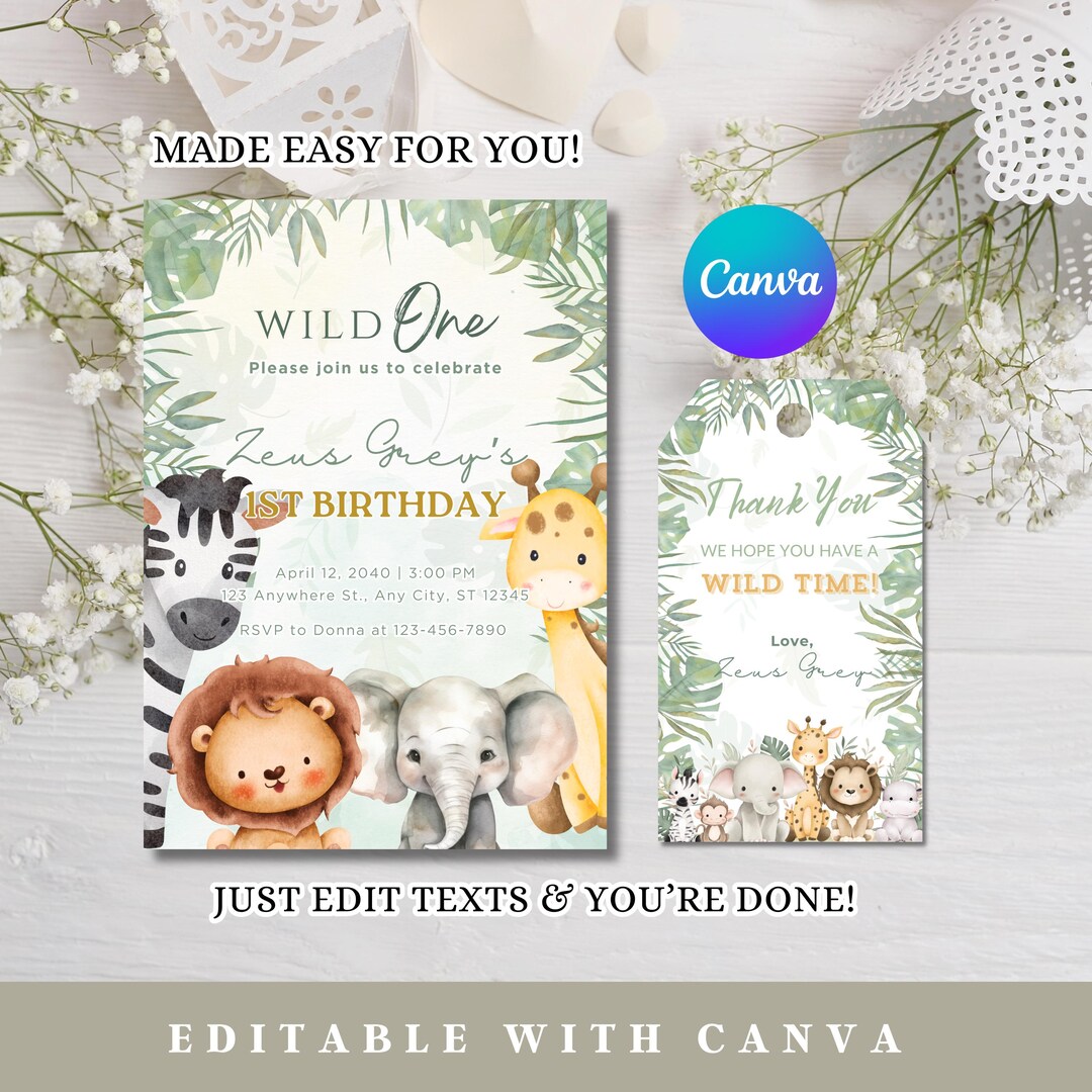 Safari Birthday, Safari Animals, Safari Party Invitation, Jungle Party ...