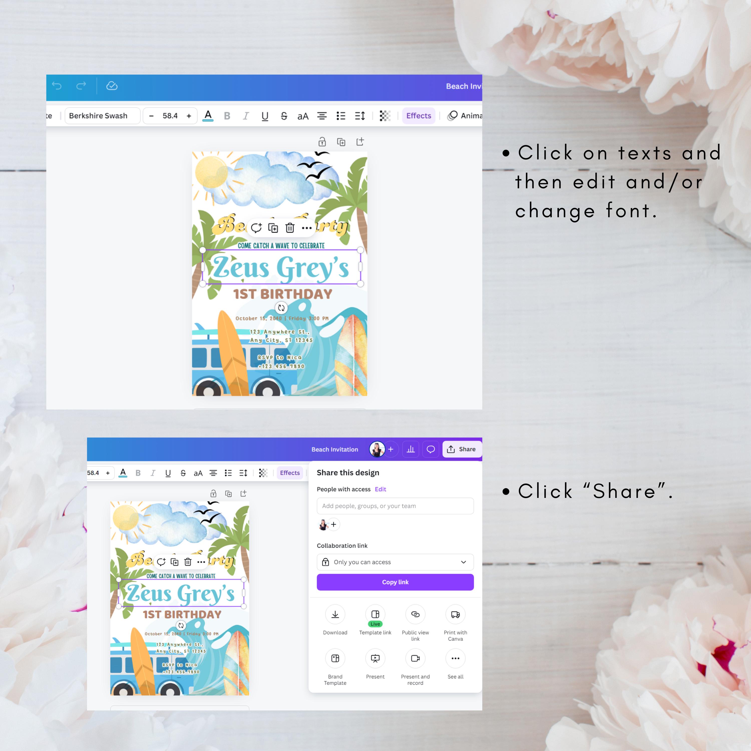 Surf Invitation, Beach Party Invitation, Beach Party Favors, Retro Boy ...