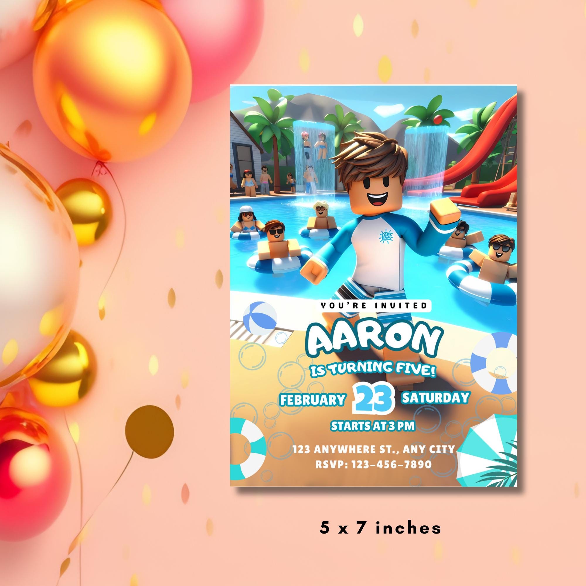 Roblox Pool Party, Pool Party Invitation, Roblox Invitation, Roblox ...