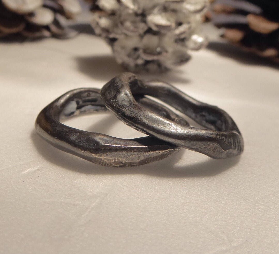 Organic Sterling Silver Ring, Oxidized Silver Ring - Male Wedding Band ...