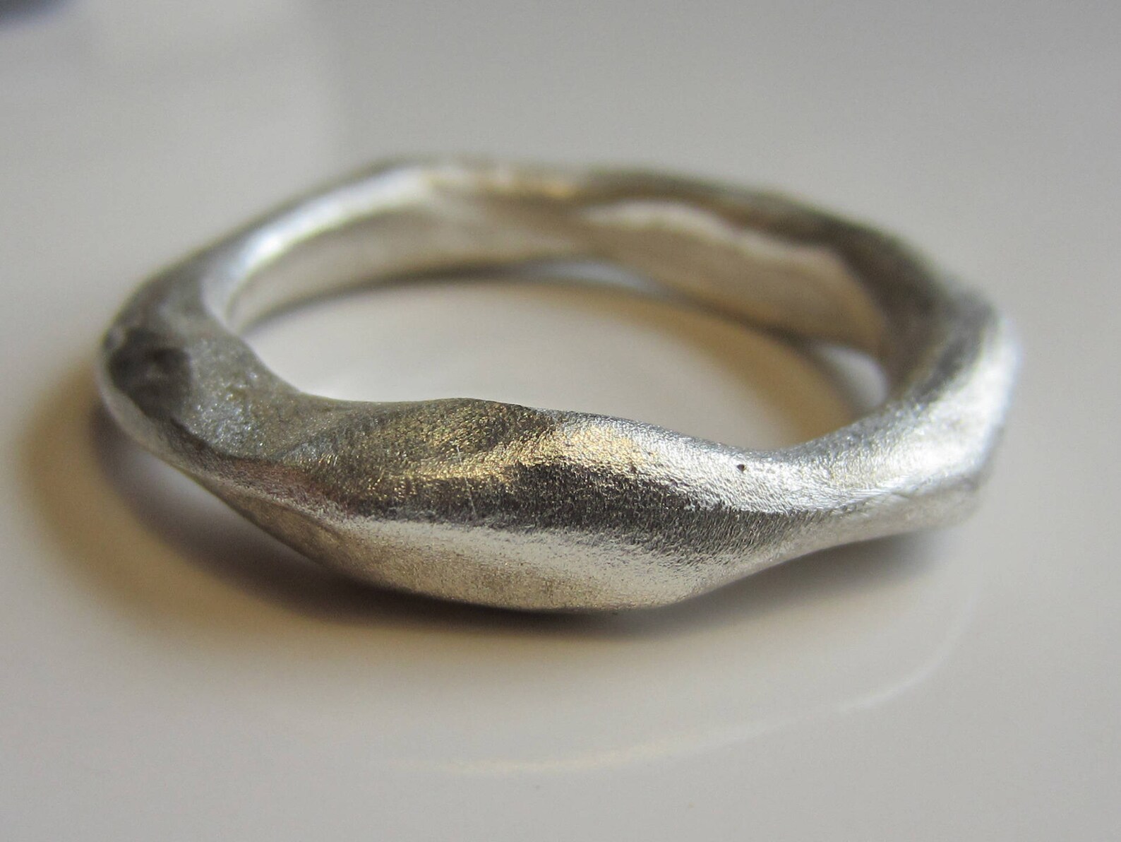 Set of Two Organic Sterling Silver Rings, One Silver and One Dark Grey ...