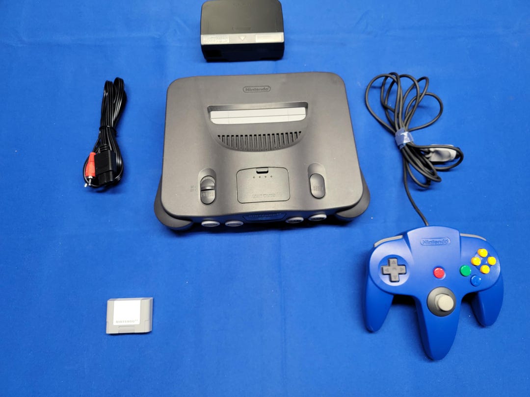 Nintendo 64 N64 Console With OEM Blue Rebuilt Controller and New Memory ...