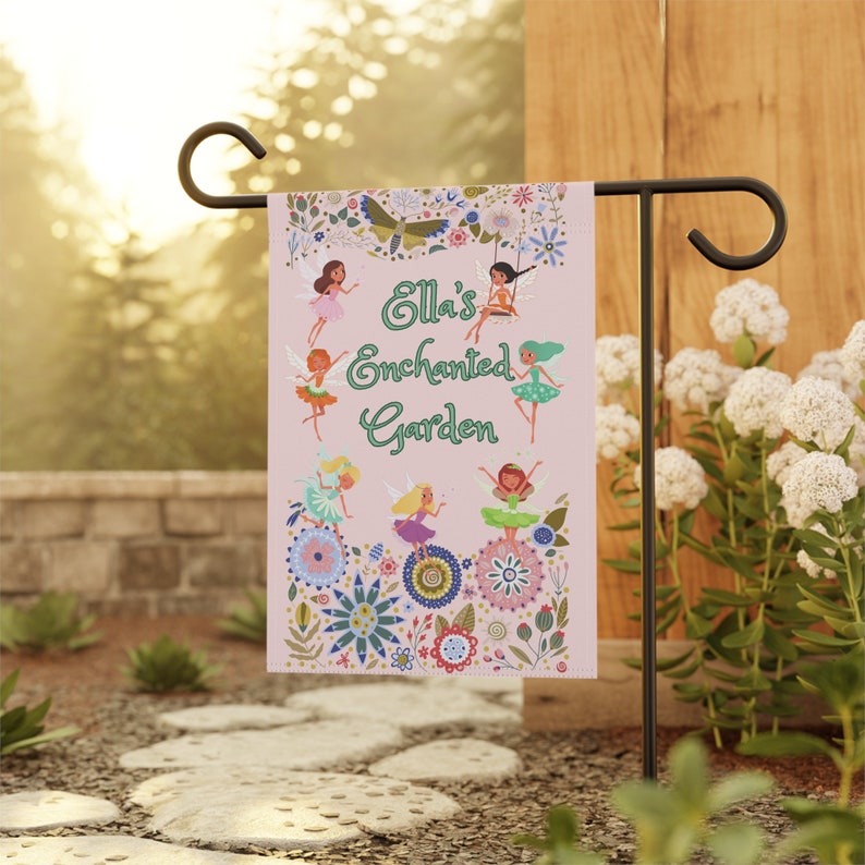Whimsical Garden Fairy Banner Personalized Garden Decor Nature Inspired ...