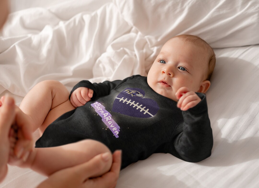Purple Ravens Heart Onesie Football Fan Baby Bodysuit Charm Alert - Etsy