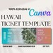 Hawaii Ticket, Editable Boarding Pass, Ticket Template, Printable ...
