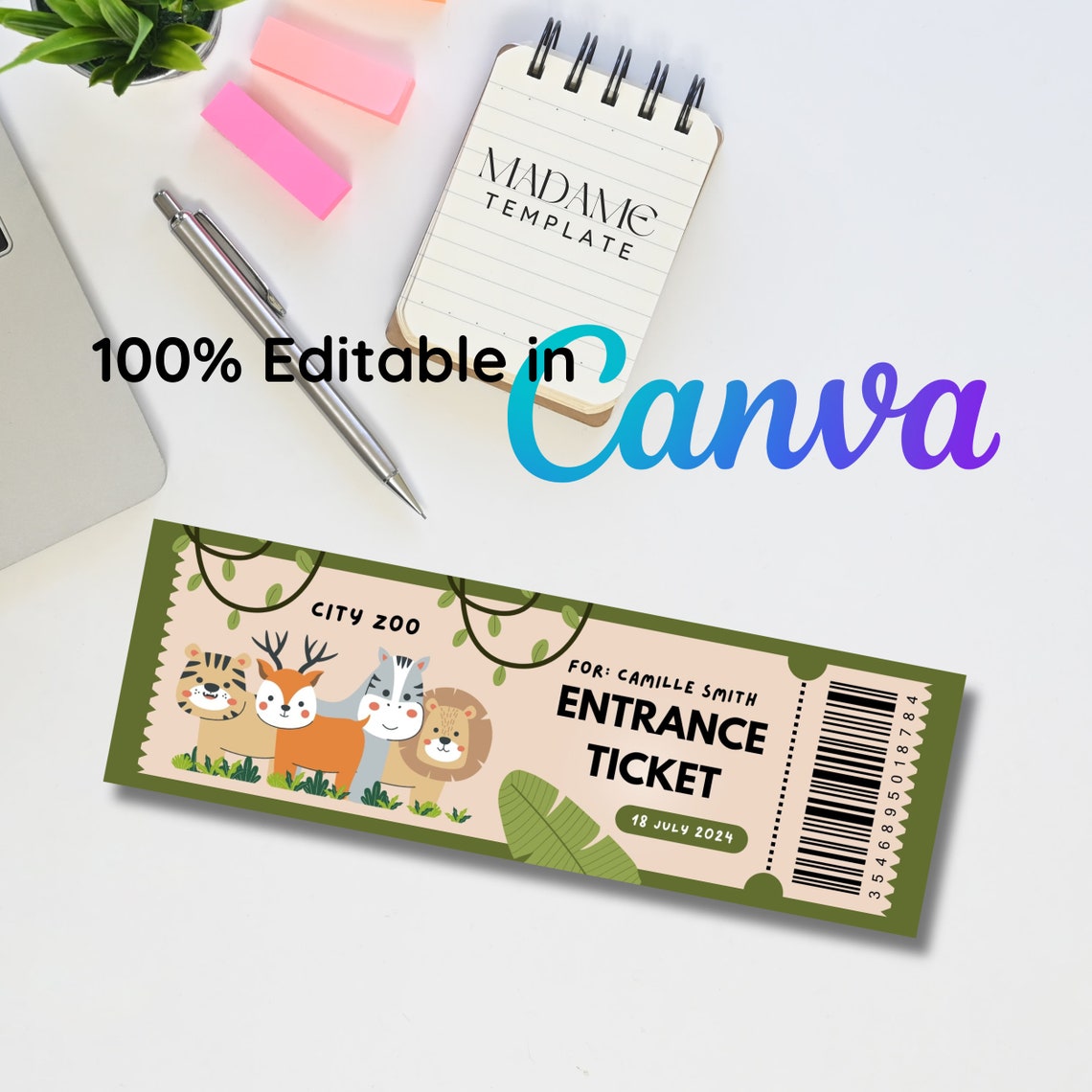 Editable Zoo Ticket Template, Custom Zoo Ticket Gift, Custom Event ...