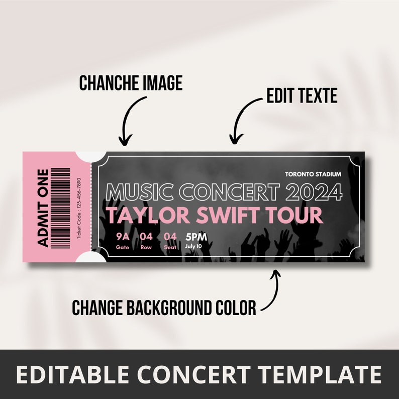 Editable Concert Ticket Template, Custom Event Gift, Canva Template - Etsy