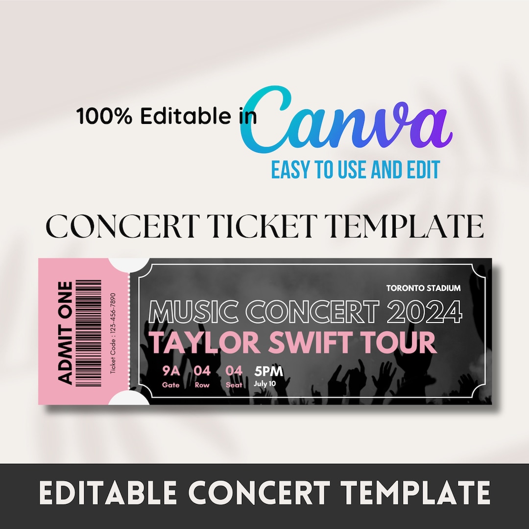 Editable Concert Ticket Template, Custom Event Gift, Canva Template - Etsy