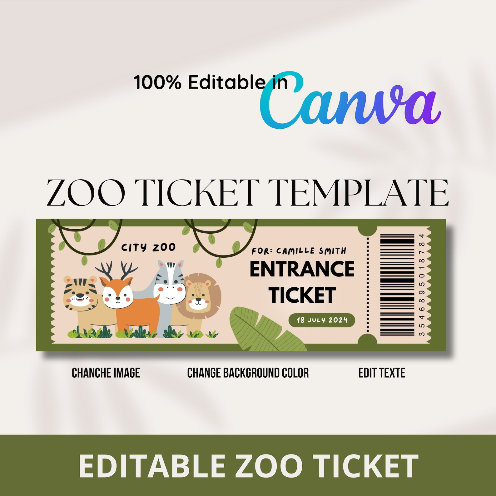 Editable Zoo Ticket Template, Custom Zoo Ticket Gift, Custom Event ...
