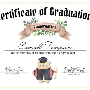 Kindergarten Graduation Diploma, Class of 2024, Editable Template ...