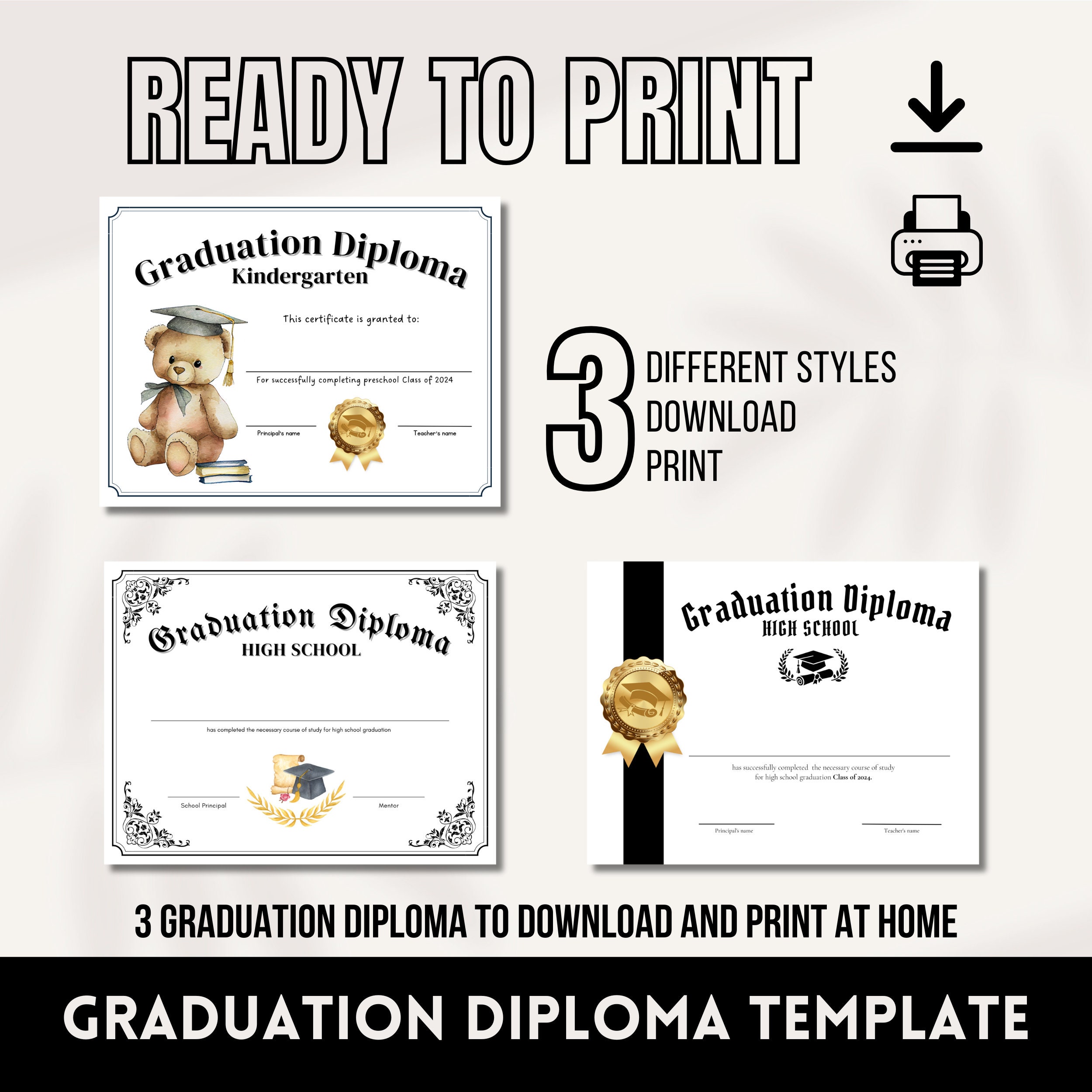 Graduation Certificate, High School Diploma, Graduation Diploma, Gold ...