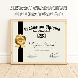 High School Diploma, Gold Seal Diploma, Editable Template Canva ...