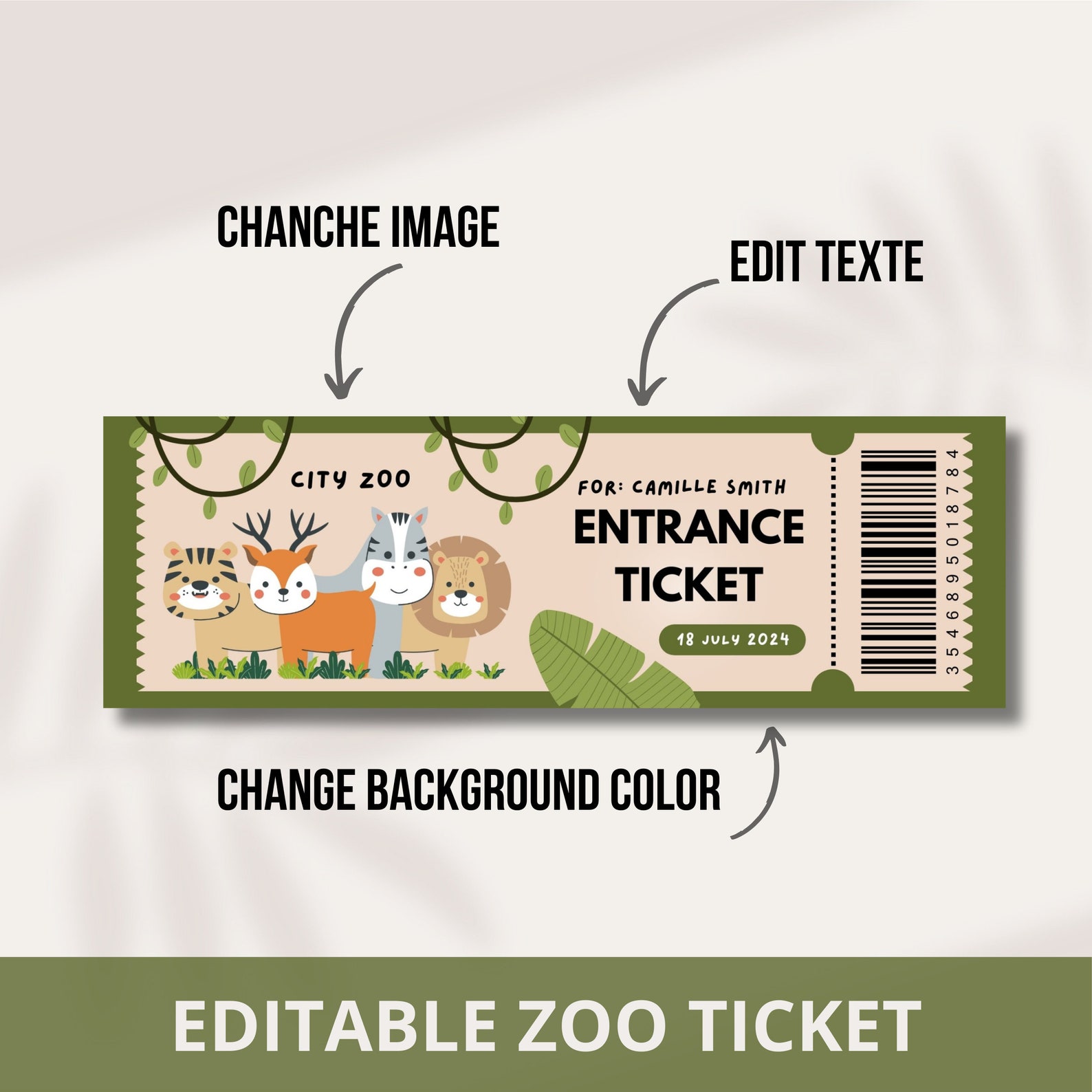 Editable Zoo Ticket Template, Custom Zoo Ticket Gift, Custom Event ...