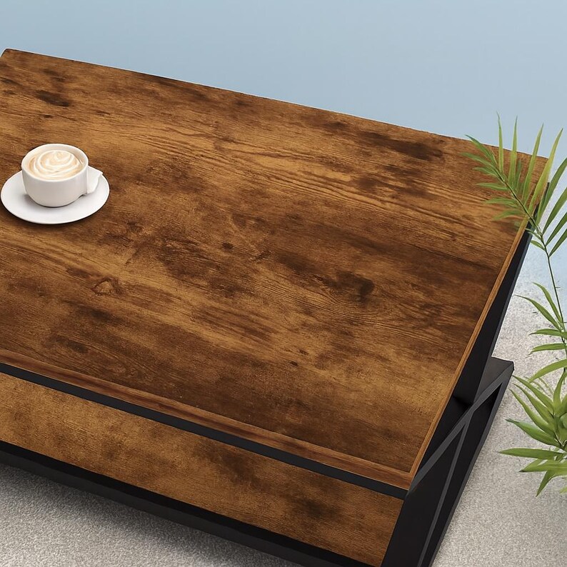 Rustic Brown Coffee Table | Farmhouse Wood & Metal Living Room Table - Etsy