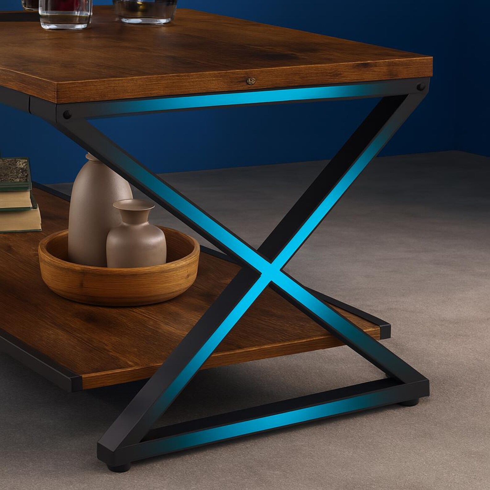 Rustic Brown Coffee Table | Farmhouse Wood & Metal Living Room Table - Etsy