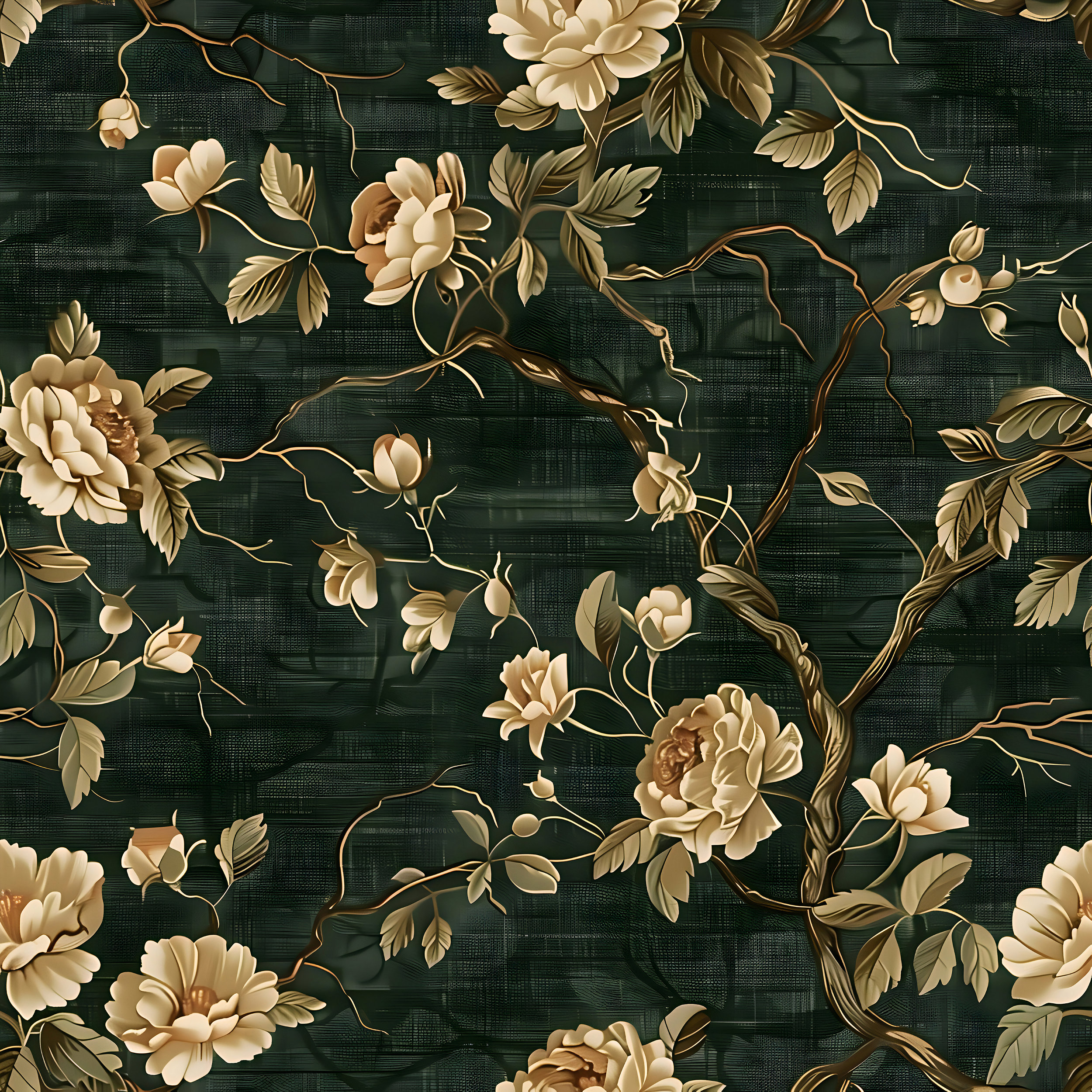 Dark Green Vintage Botanical Wallpaper, Peel and Stick Floral Wallpaper ...