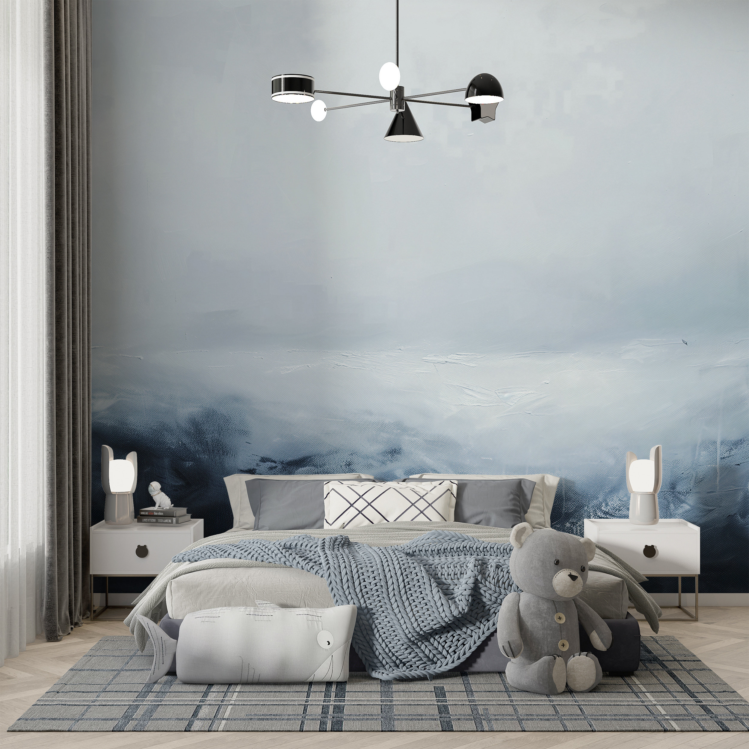 Abstract Blue Ocean Wallpaper, Soft Blue Ombre Wall Mural, Peel and ...