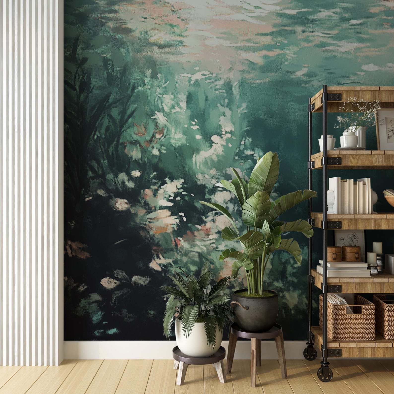 Dark Turquoise Underwater Wallpaper, Mystic Ocean Wall Mural, Dark ...