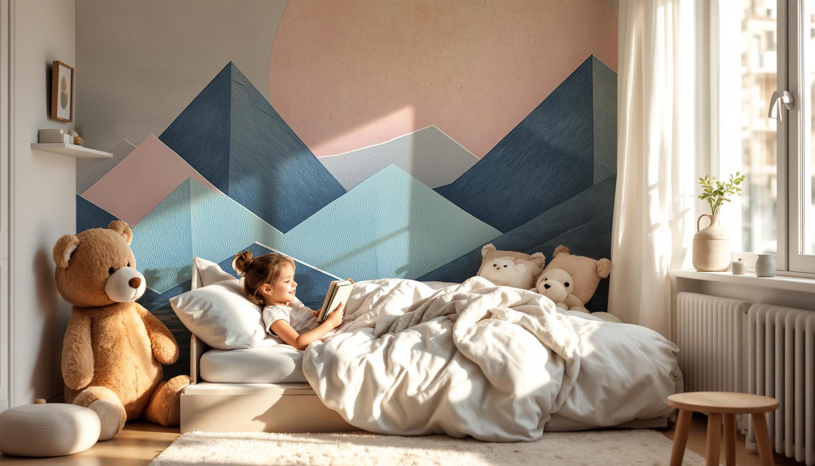 Abstract Blue Mountains in Cubism Style Mural, Nursery Peel and Stick ...
