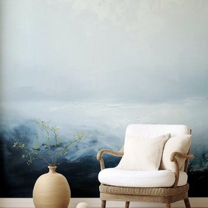 Abstract Blue Ocean Wallpaper, Soft Blue Ombre Wall Mural, Peel and ...