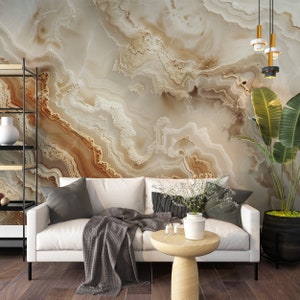 Beige Marble Accent Wall Mural, Light Natural Stone Texture Wallpaper ...