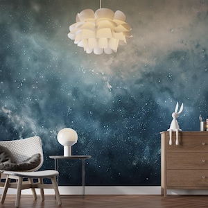 Starry Space Wall Mural, Nursery Dark Starry Night Wallpaper, Stars in ...