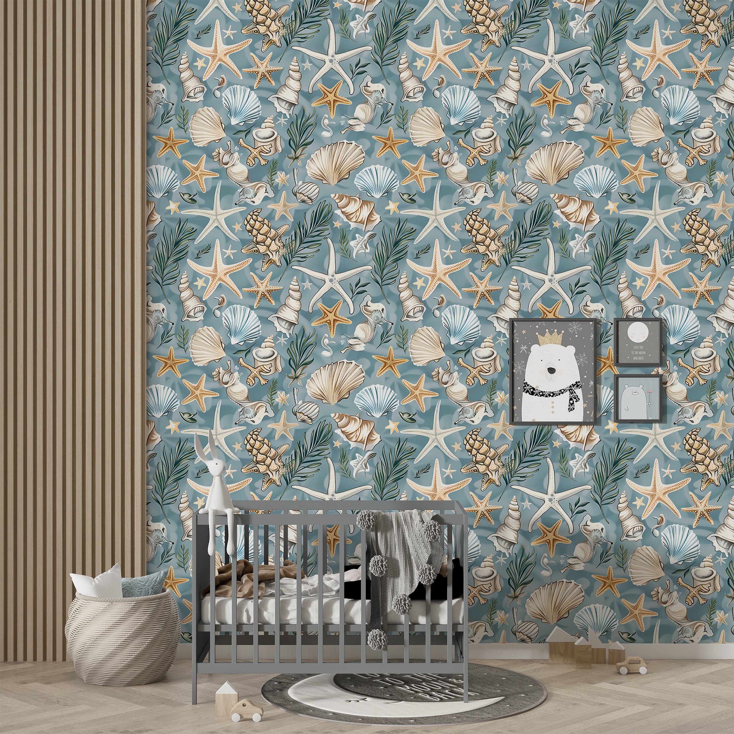 Underwater Life Wallpaper, Ocean Wallpaper, Nursery Soft Blue ...