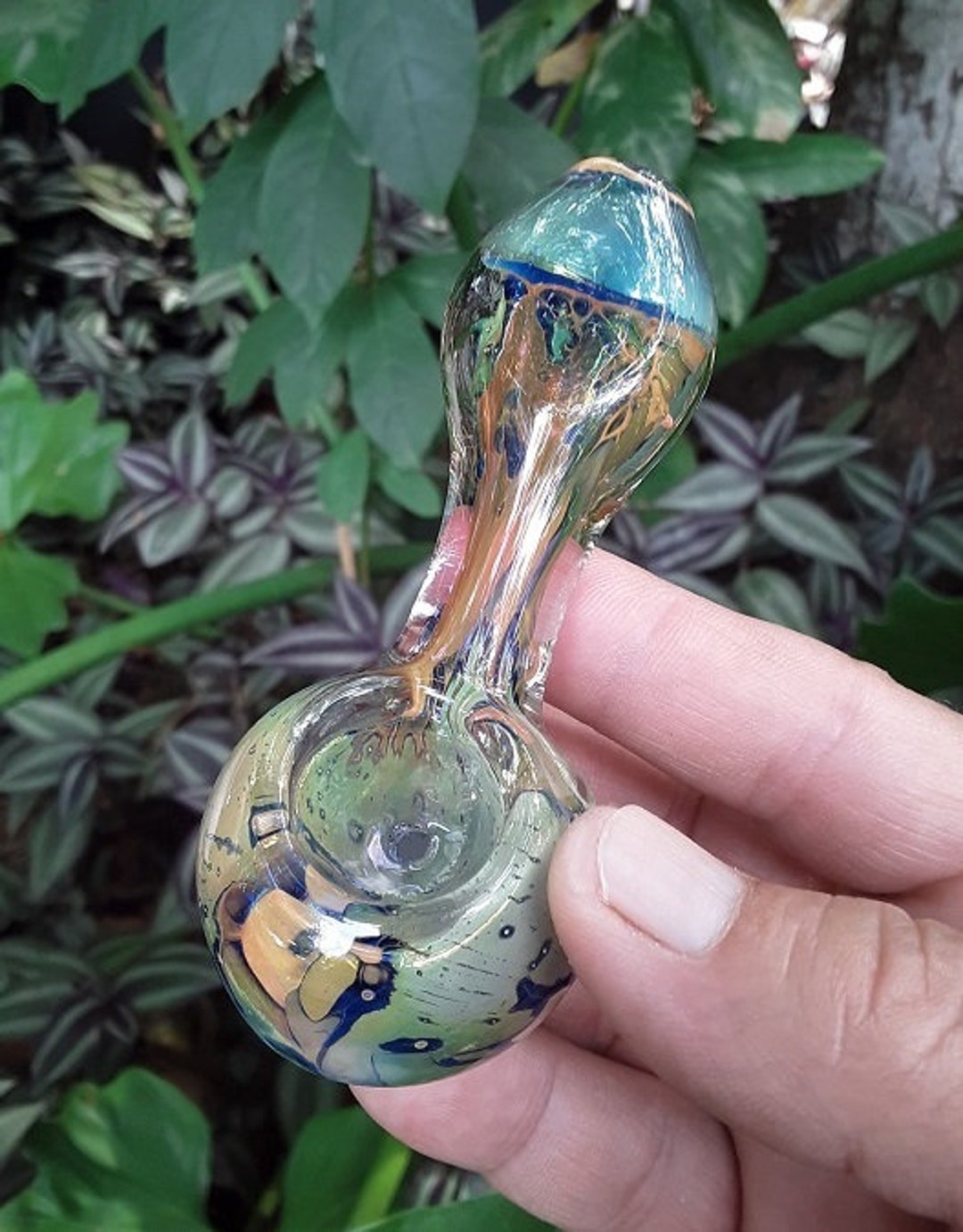 Iridescent Splatter Fumed Glass Pipe, Color Changing Pipes, Metallic ...