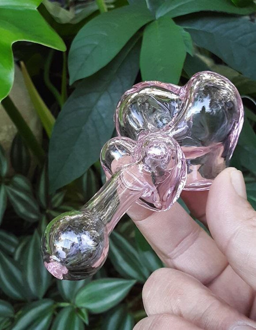 Double Heart Glass Pipe, Pretty Pink Hand Pipe, Thick Glass Pipe - Etsy