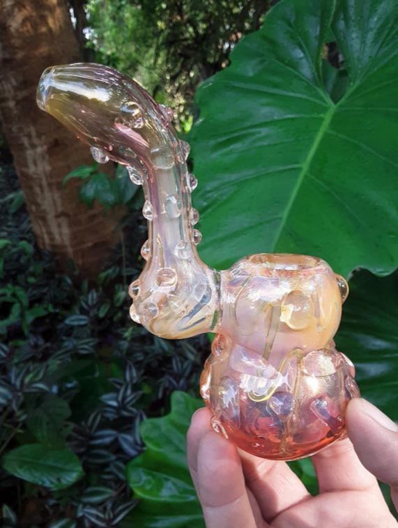 Iridescent Fumed Glass Hammer Pipe, Stand up Sherlock Pipe, Color ...