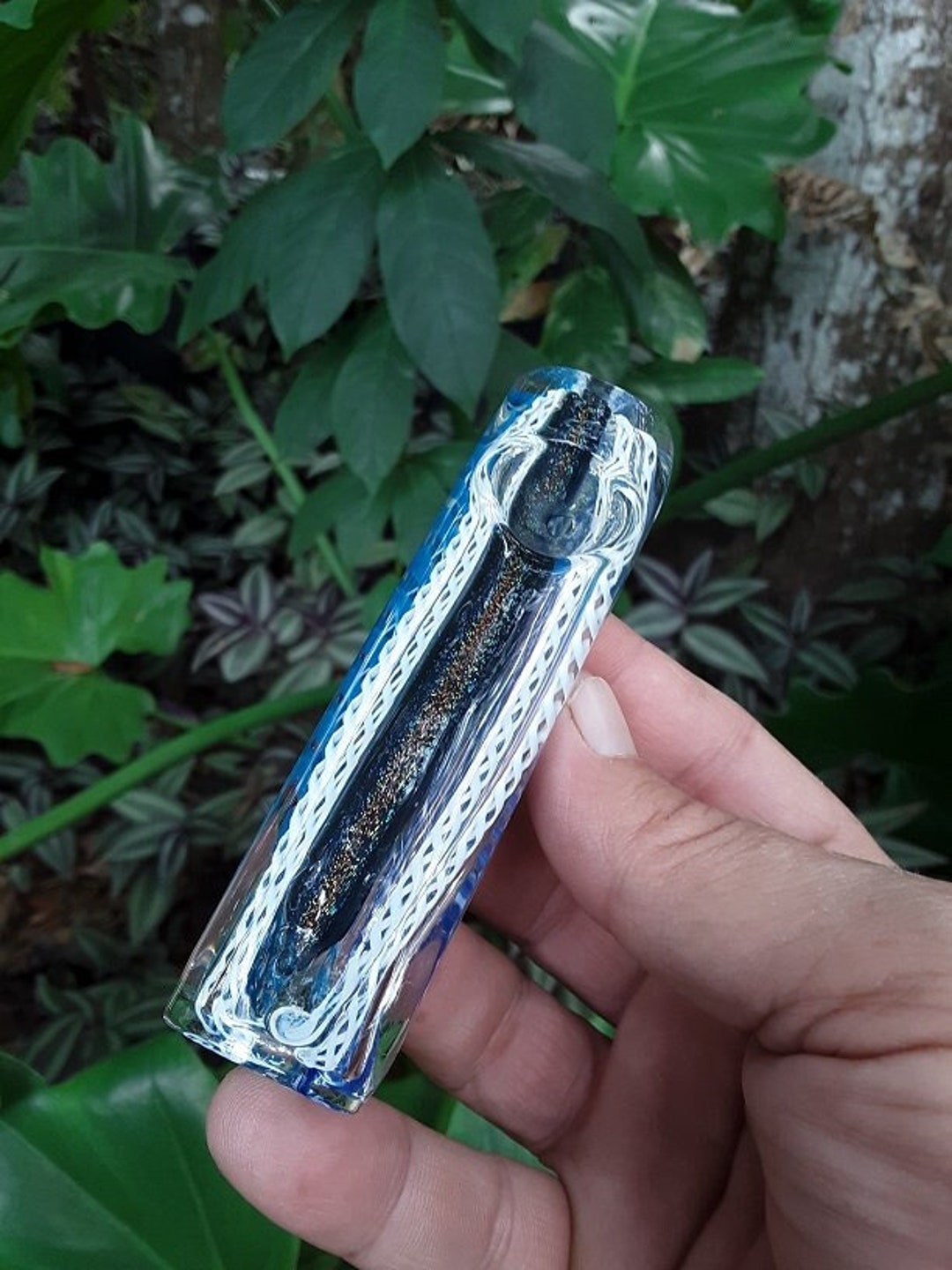 Square Dichroic Glass Pipe, Iridescent Sparkle Pipe, Worked Glass Hand ...