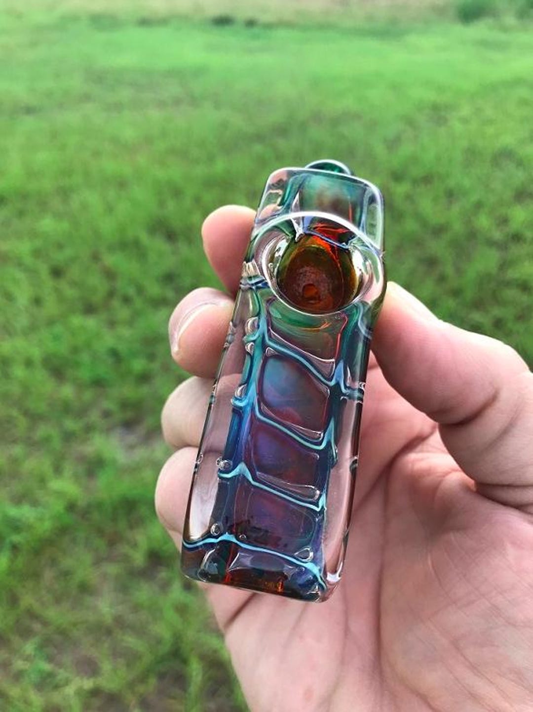 Iridescent Square Glass Pipe, Glass Hand Pipe, Metallic Fumed Pipe ...