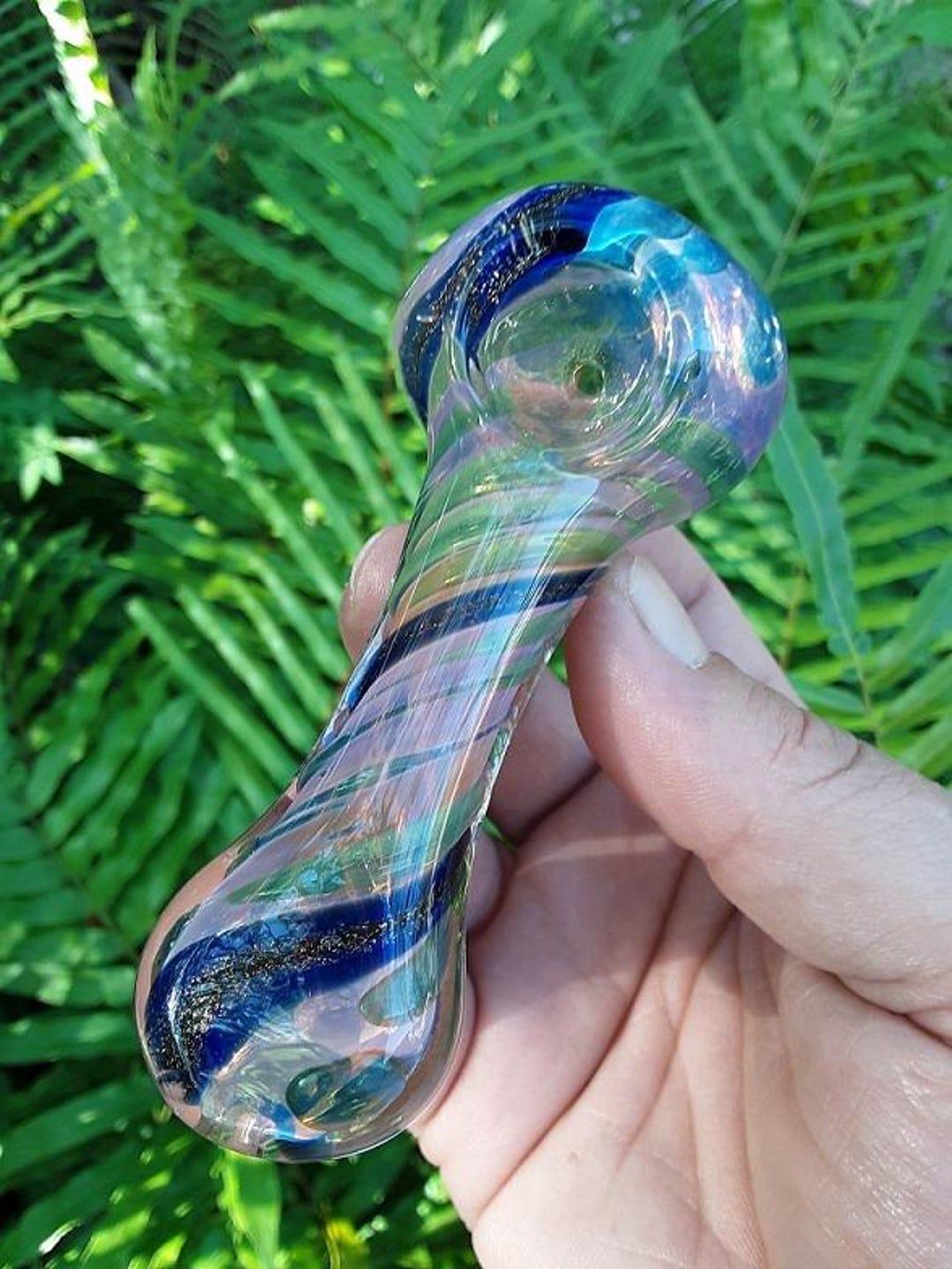 Dichroic Spiral Fumed Glass Pipe, Glass Sparkle Pipe, Twisted Glass ...