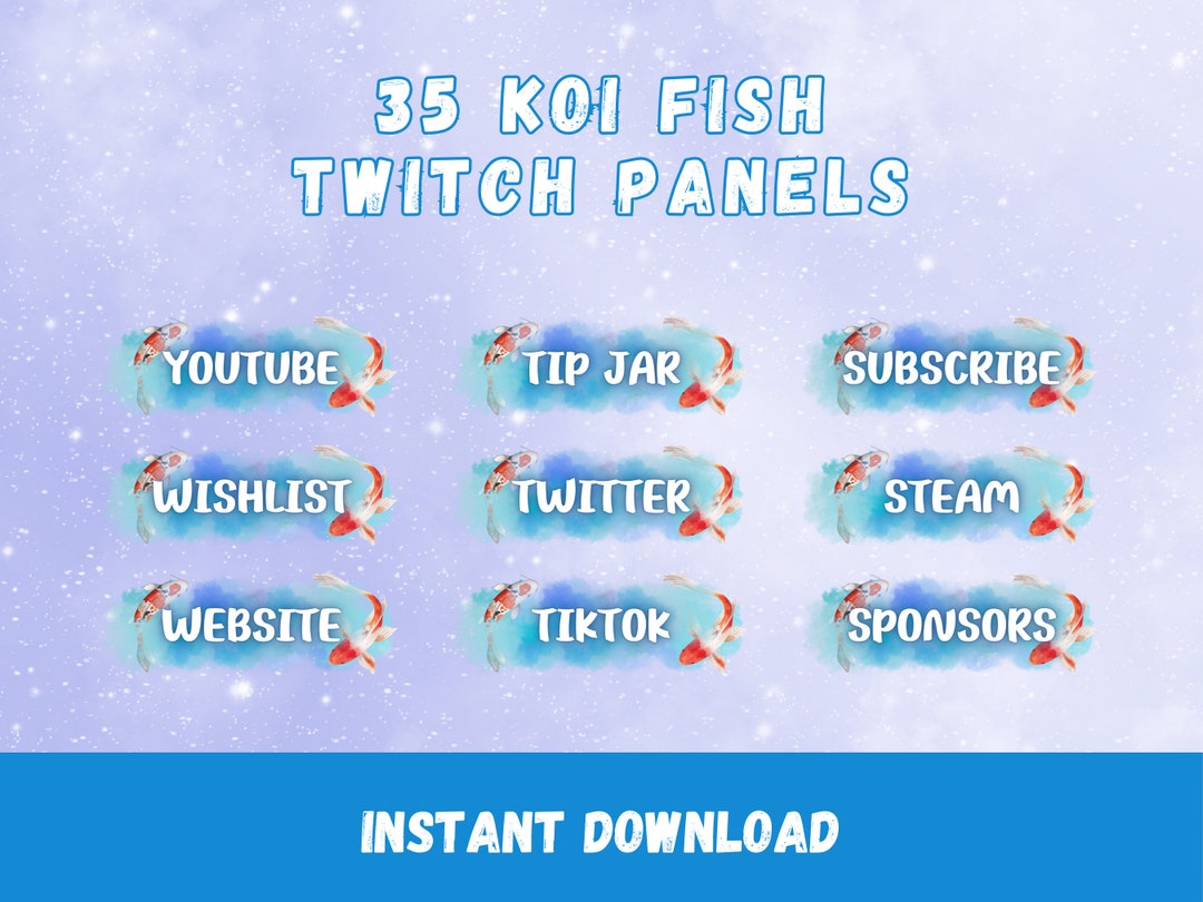 Koi Fish Blue Twitch Panels Pack for Gaming Streamers Blue Channel ...
