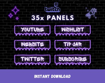 Twitch Panels Red Neon Channel Panel Pack for Gaming Streamers Twitch ...