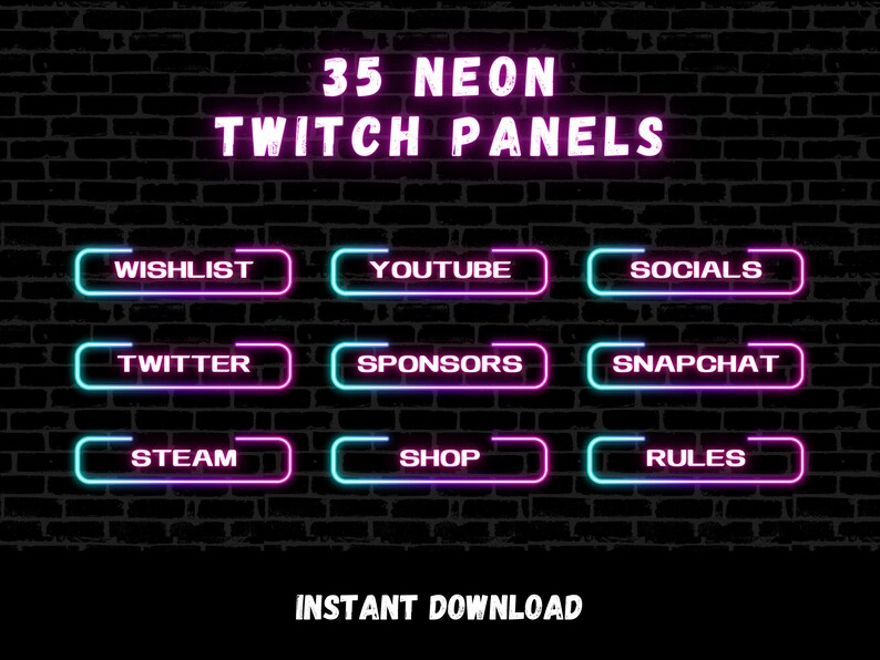 Neon Purple Twitch Panels Pack for Gaming Streamers Purple Retro ...