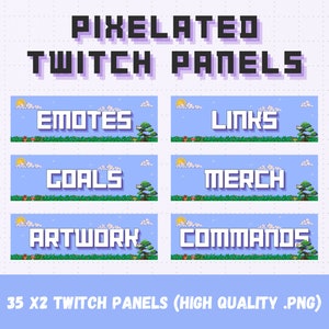 Pixelated Blue Twitch Channel Panels Pack for Gamers Pastel Blue Twitch ...