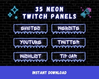 Simple Blue Neon Twitch Panels for Streamers - Etsy