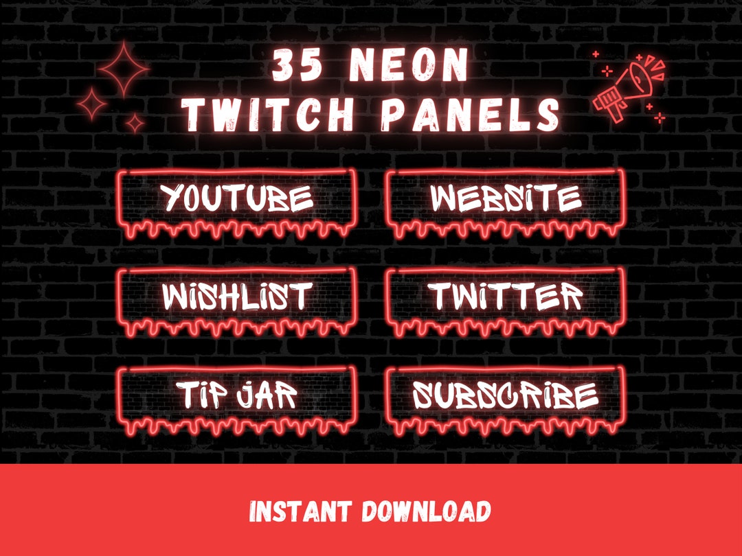 Red Twitch Panels for Vtubers Twitch Streamer Panels Pack Neon Channel ...